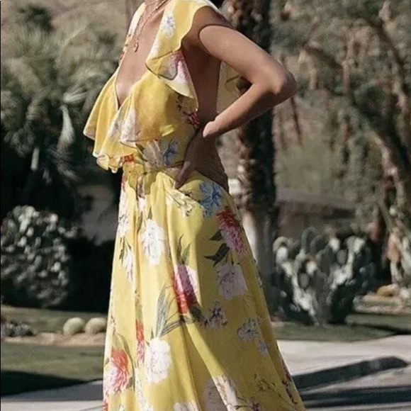 Yumi Kim | Dresses | Yumi Kim Yellow Floral Wrap Gown | Poshmark